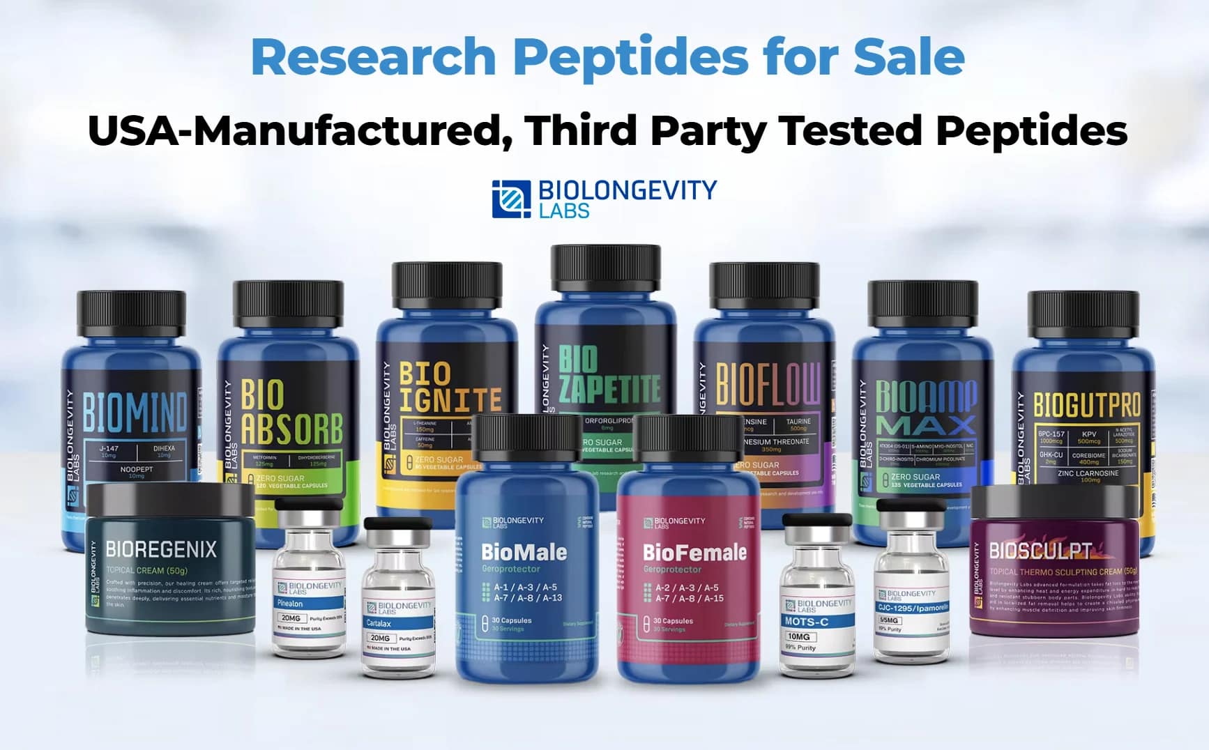 Buy Research Peptides for Sale Online | BioLongevity Labs